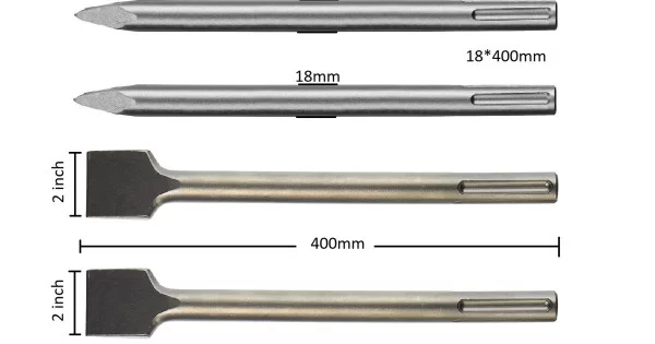 4 PIECE - SDS-MAX DEMOLITION CHISEL & BULL POINT BIT SET FOR SDS MAX ...